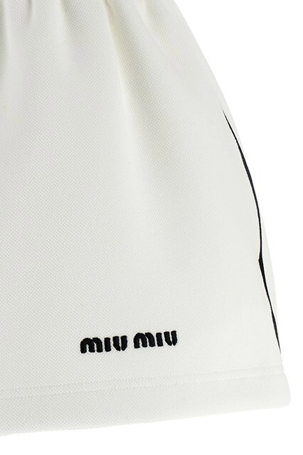 Miu Miu Bonded Piqué And Technical Jersey Miniskirt