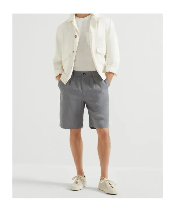 Brunello Cucinelli Linen Pleated Shorts