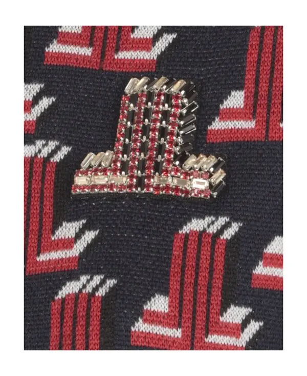 LANVIN Knitted Printed Logo Applique Dress