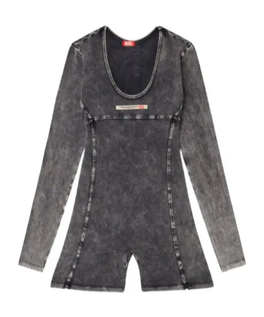 DIESEL® Long-sleeved Scoop Neck Playsuit - Black