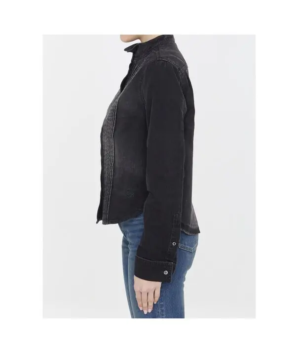 Loewe Pleated Band Collar Shirt - Black