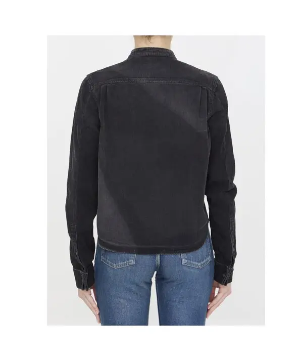 Loewe Pleated Band Collar Shirt - Black
