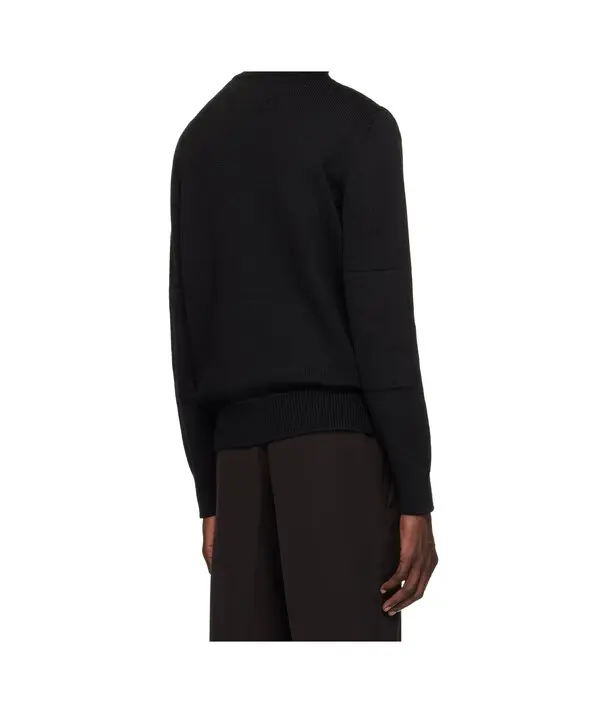 JIL SANDER Ribbed Mock Neck Long Sleeve Sweater With Button Detail