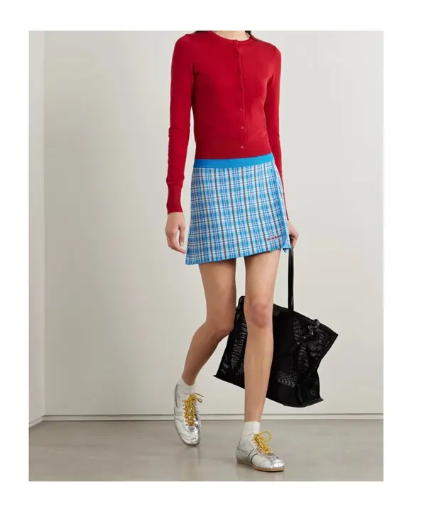 Marni Wrap-effect Plaid Stretch-knit Mini Skirt