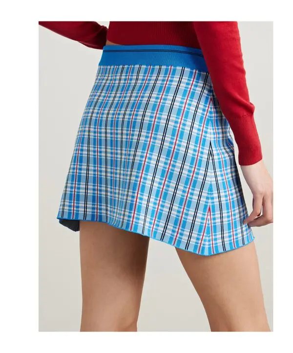 Marni Wrap-effect Plaid Stretch-knit Mini Skirt
