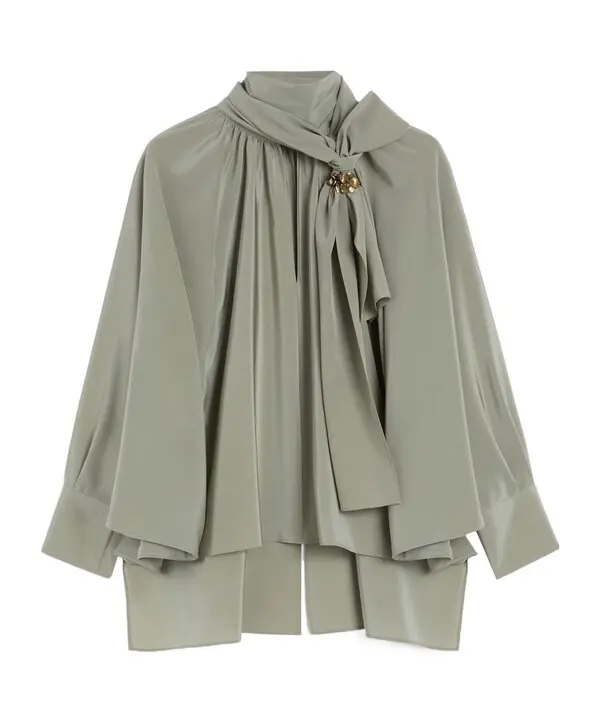 Max Mara Leonida Bow Plaque Shirt - Sage Green