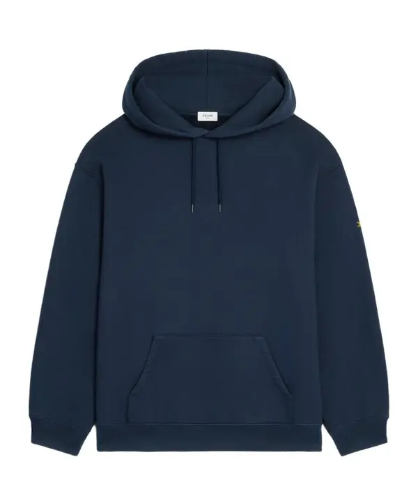 Celine Hoodie In Cotton Fleece - Washed Navy Blue/yellow