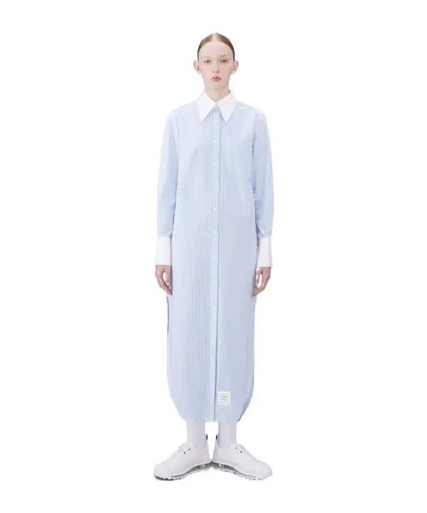 Thom Browne Striped Silk Shirt Dress