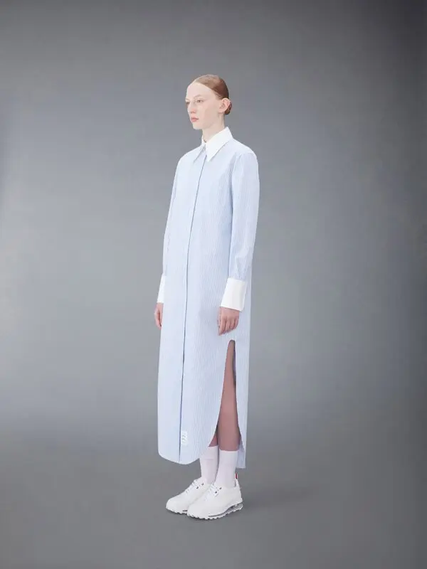 Thom Browne Striped Silk Shirt Dress