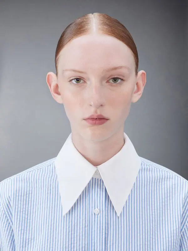 Thom Browne Striped Silk Shirt Dress
