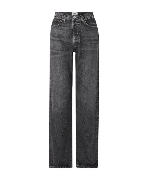 AGOLDE High Waist Straight Leg Jeans - Black