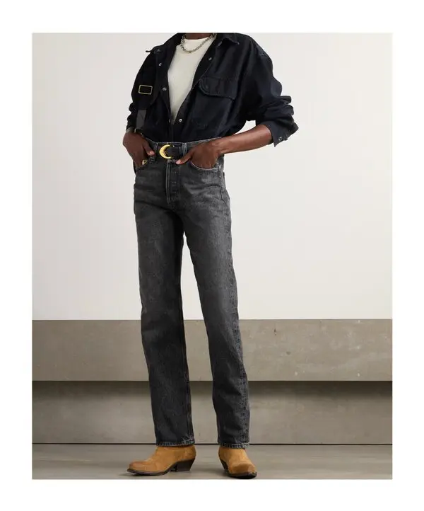 AGOLDE High Waist Straight Leg Jeans - Black