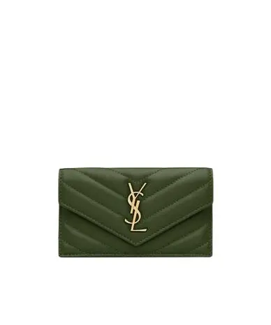 Saint Laurent Cassandre Matelass Card Case - Green