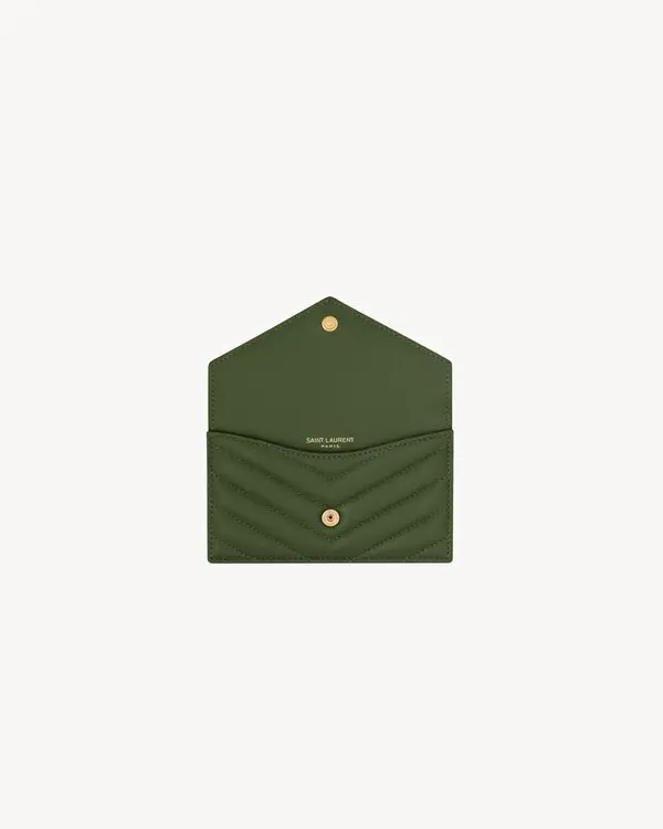 Saint Laurent Cassandre Matelass Card Case - Green