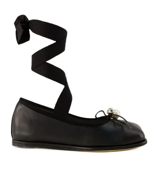 Simone Rocha Heart Toe Strapped Ballerinas - Black