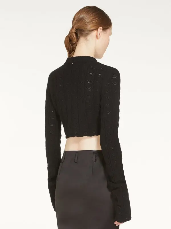 Sportmax Cashmere Blended Cropped Sweater With Geometric Design - Black