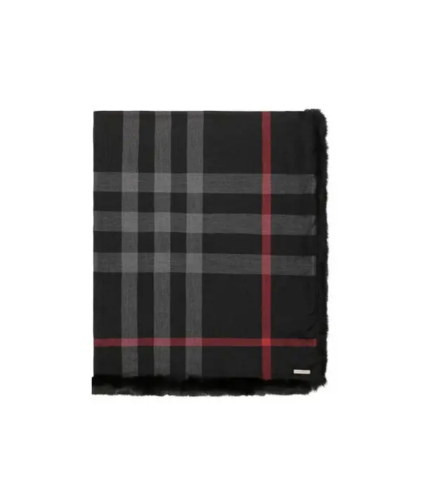 Burberry Plaid Detail Scarf - Black