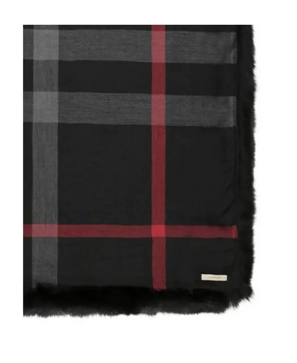 Burberry Plaid Detail Scarf - Black