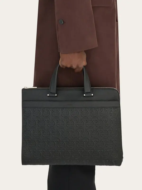 FERRAGAMO Gancini Embossed Briefcase