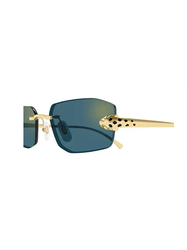 Cartier Rimless Rectangular Sunglasses - Blue