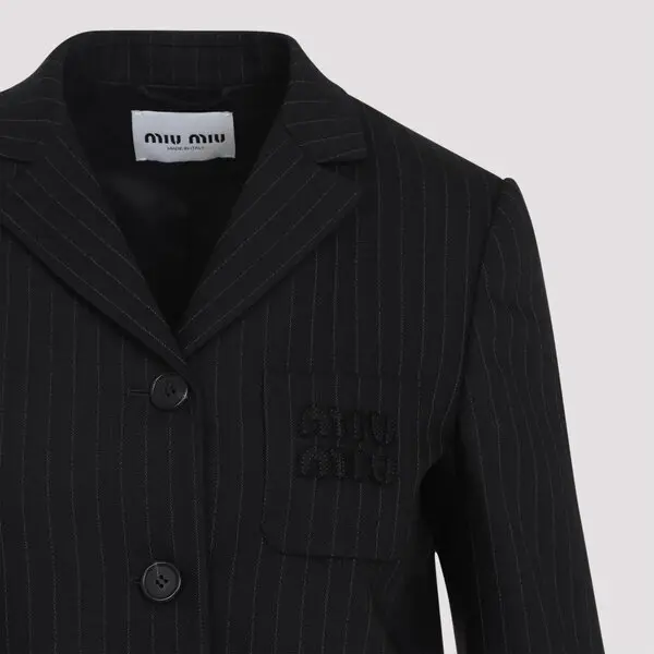 Miu Miu Pinstriped Tailored Jacket With Tassel Trims
