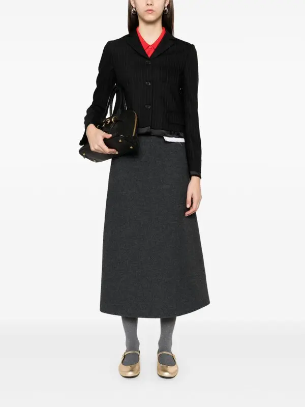 Miu Miu Pinstriped Tailored Jacket With Tassel Trims - Black