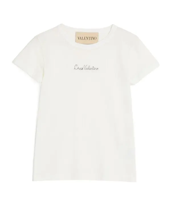 Valentino Garavani Logo Embroidered Crewneck T-shirt - Ivory