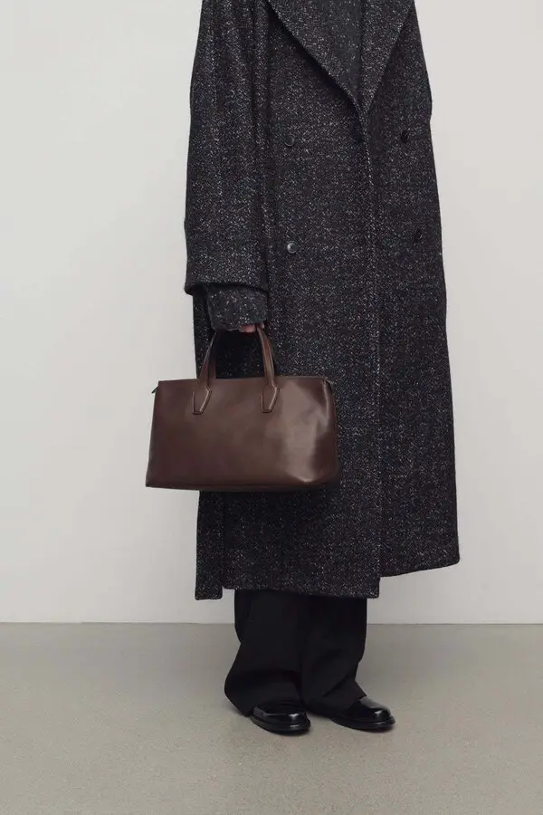 THE ROW Marcel Zipped Tote Bag - Dark Brown