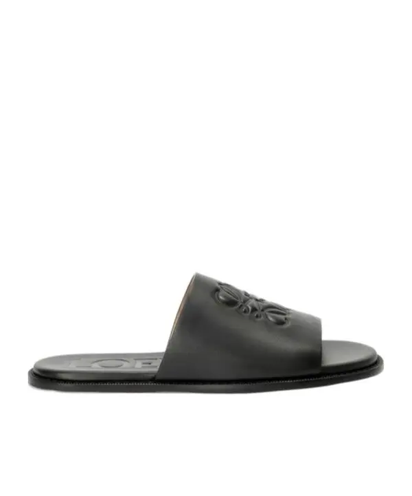 Loewe Flex Anagram Slide In Soft Calfskin - Black