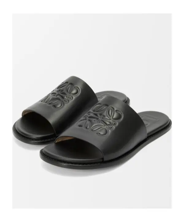Loewe Flex Anagram Slide In Soft Calfskin - Black