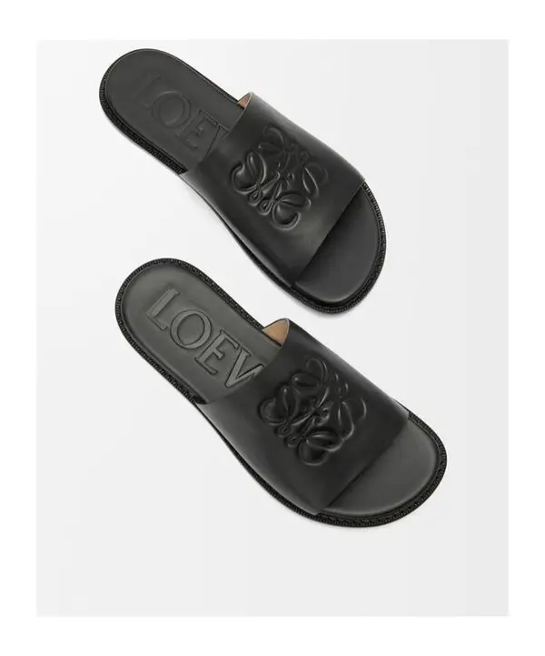 Loewe Flex Anagram Slide In Soft Calfskin - Black