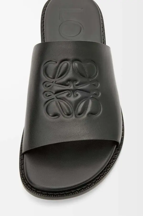 Loewe Flex Anagram Slide In Soft Calfskin - Black
