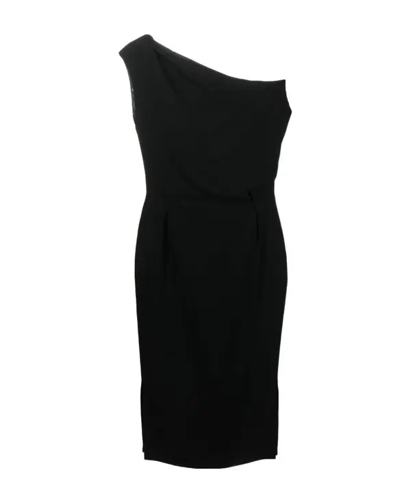 Alexandre Vauthier Logo Dress One Shoulder Design With Side Slit - Black