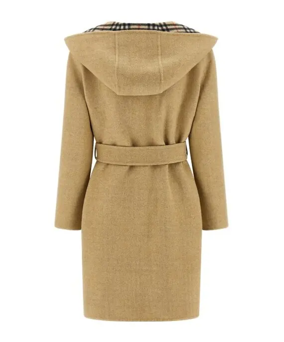 Burberry Belted Reversible Hooded Coat - Sand