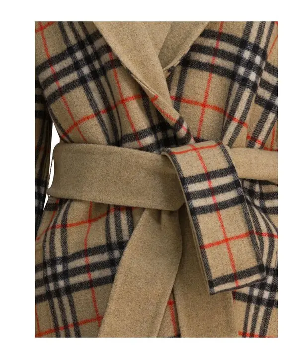 Burberry Belted Reversible Hooded Coat - Sand