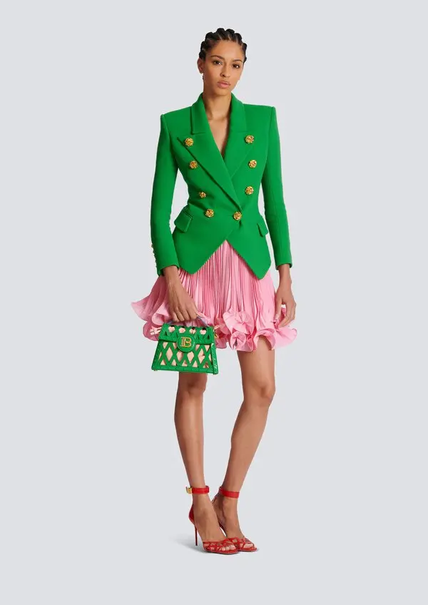 Balmain Pleated Ruffle Hem Mini Skirt