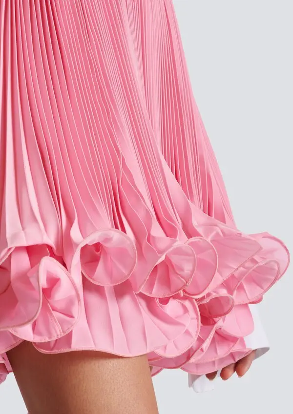 Balmain Pleated Ruffle Hem Mini Skirt