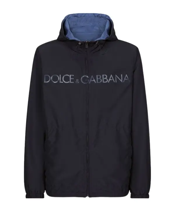 Dolce & Gabbana Reversible Logo Print Hooded Jacket - Black