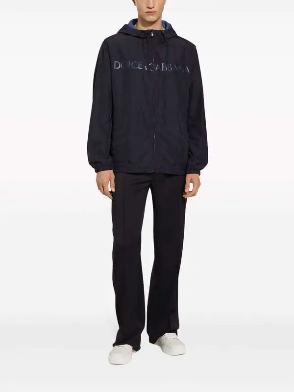Dolce & Gabbana Reversible Logo Print Hooded Jacket - Black