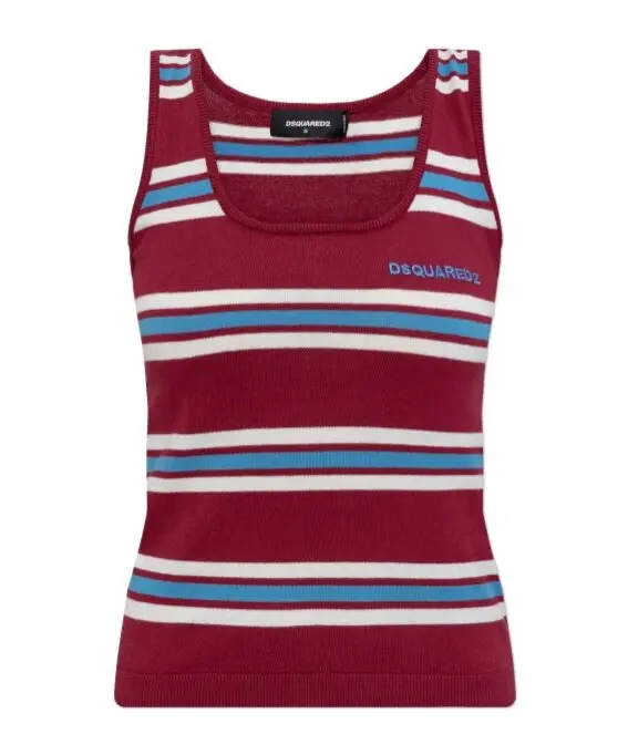 Dsquared2 Striped Knit Tank Top - Wine Red