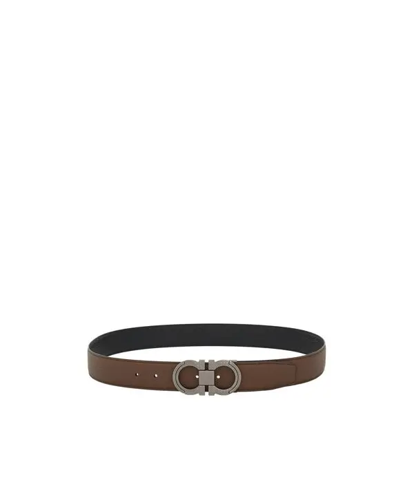 FERRAGAMO Double-sided Adjustable Waist Belt - Clay/black