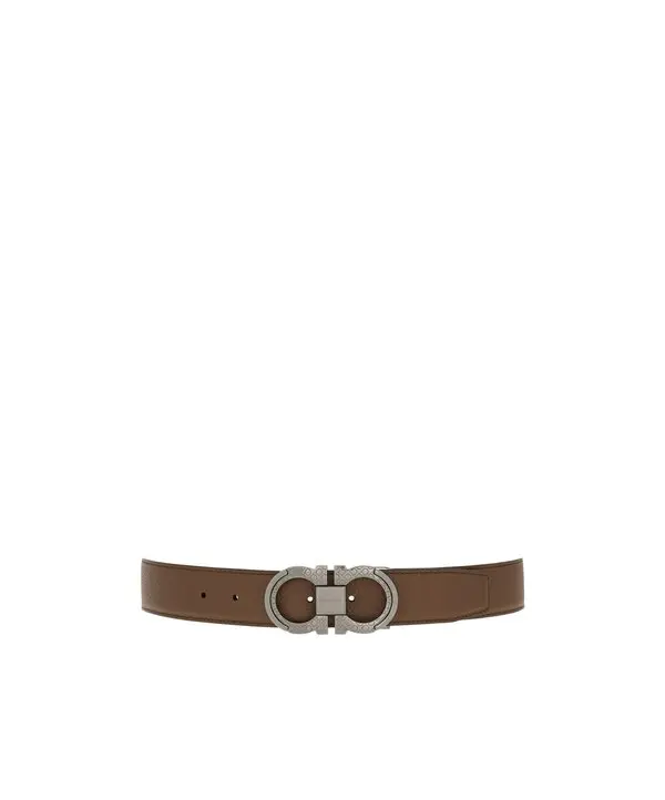 FERRAGAMO Double-sided Adjustable Waist Belt - Clay/black