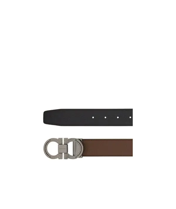 FERRAGAMO Double-sided Adjustable Waist Belt - Clay/black
