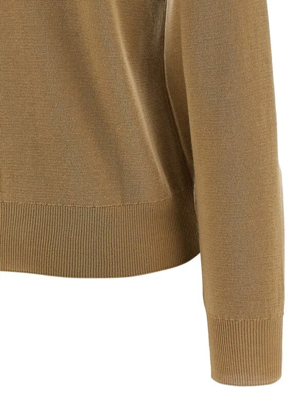Burberry Checked-neck Buttoned Cardigan - Khaki