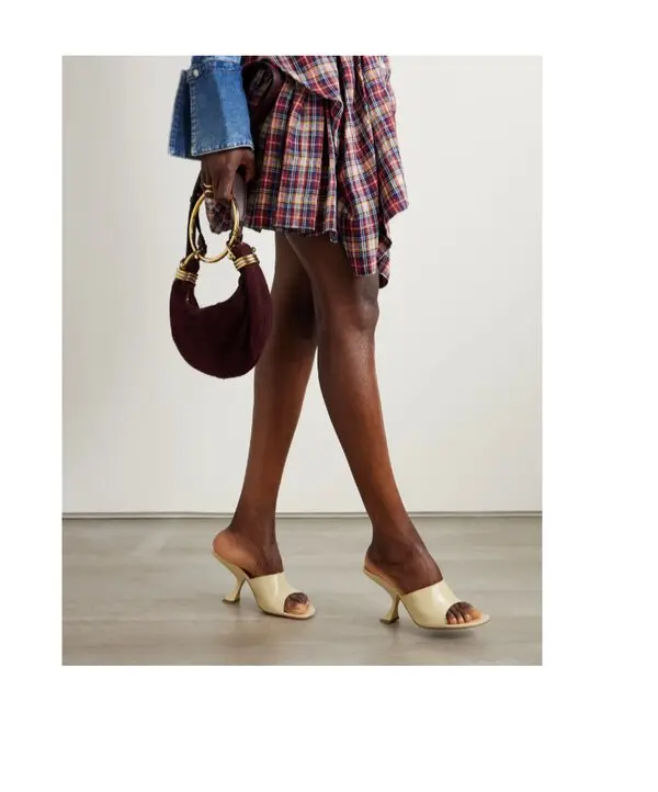 Amina Muaddi Patent Leather Mules - Nude