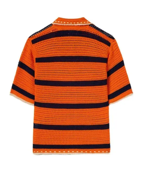 La DoubleJ Salt'n'vinegar Crocheted Striped Button-up Jacket