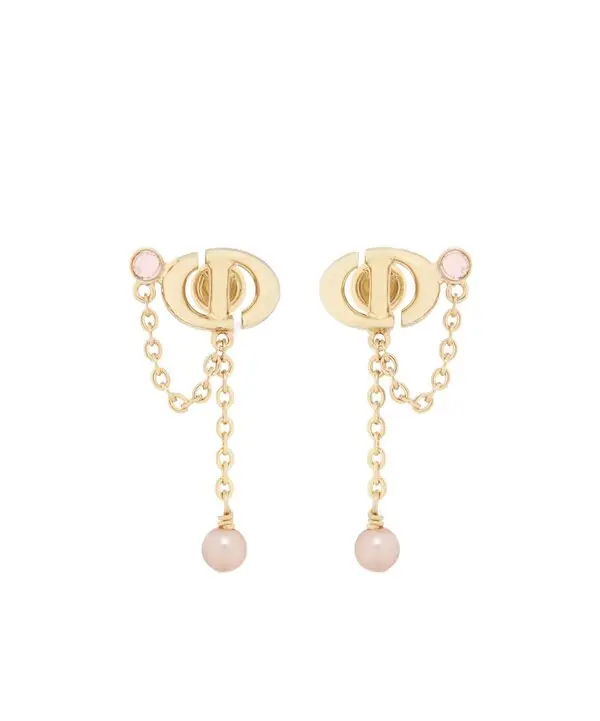 Dior Cd Chain Drop Earrings With Pearl - Yellow
