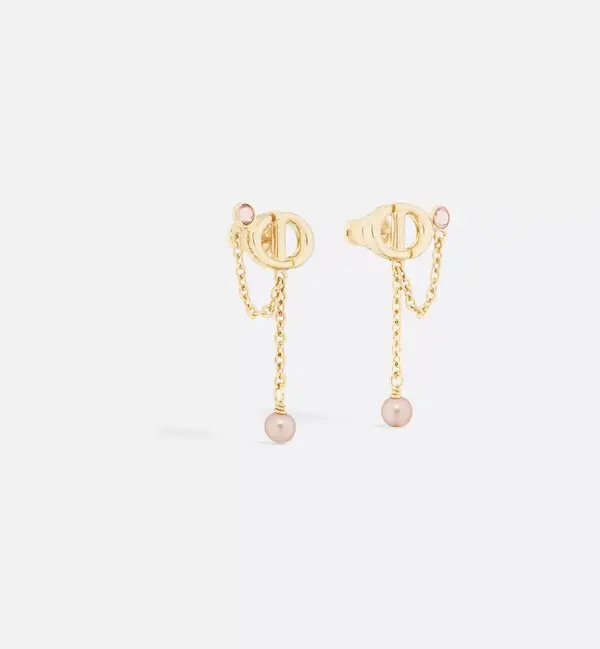 Dior Cd Chain Drop Earrings With Pearl
