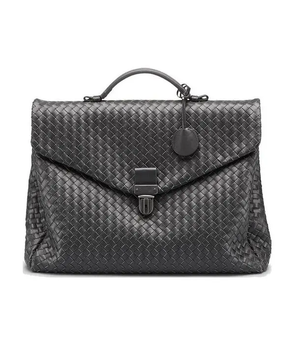 Bottega Veneta Intrecciato Weave Briefcase - Black