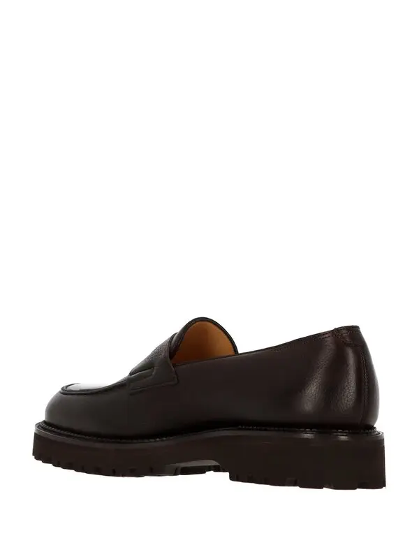 John Lobb Round Toe Slip-on Loafers - Dark Brown